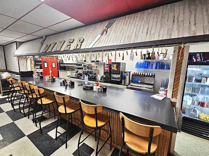 Counter seats: where solo diners become temporary neighbors and the coffee refills come with a side of local wisdom.