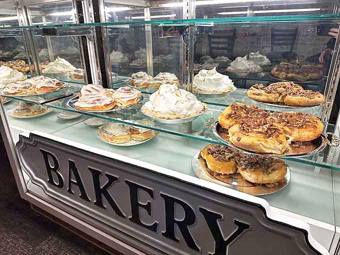 The bakery display case: Montana's answer to the Louvre. Each pastry a masterpiece of butter, sugar, and the kind of skill that can't be taught.