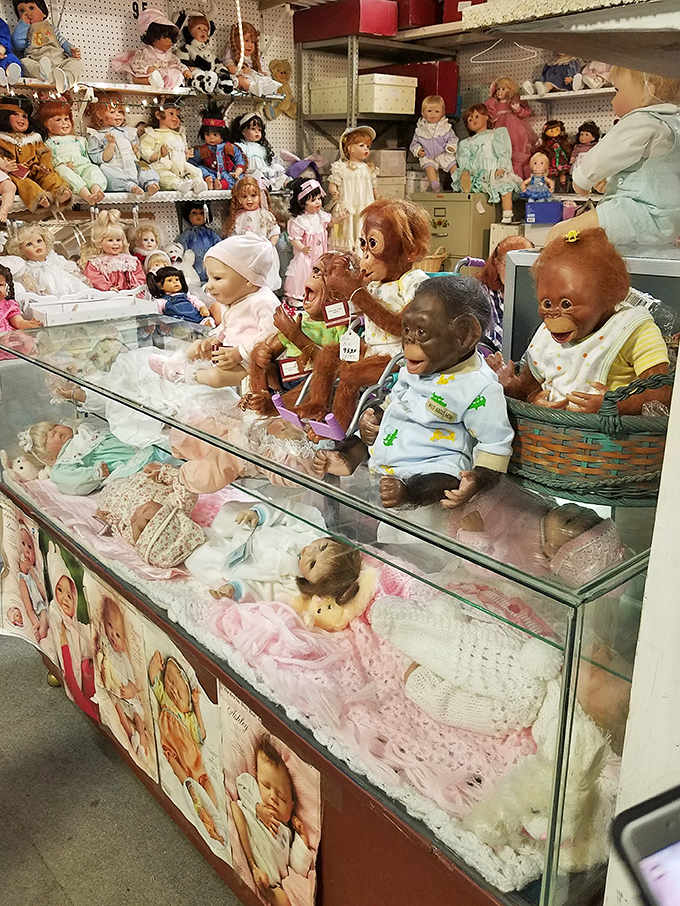 The island of misfit toys comes to life in this slightly unnerving yet oddly charming display of dolls from eras past.