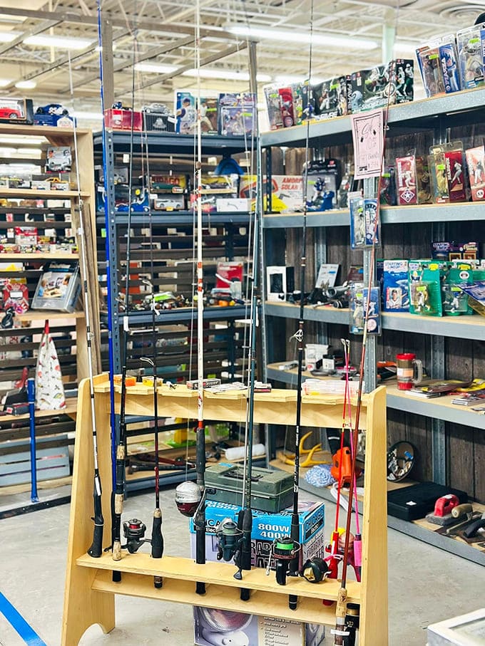 Fishing gear that's seen more patience than fish, arranged with the reverence of someone who understands the zen of the sport.