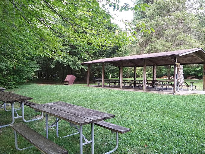 The pavilion stands ready for everything from family reunions to impromptu picnics&mdash;a covered sanctuary when Mother Nature decides to water her garden.