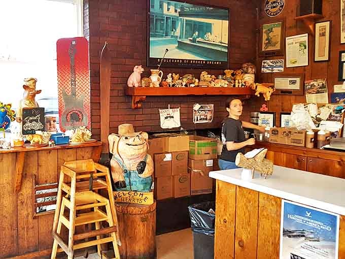 Collectibles and memorabilia line the walls and shelves, creating that "been here forever" vibe that the best barbecue joints naturally possess.