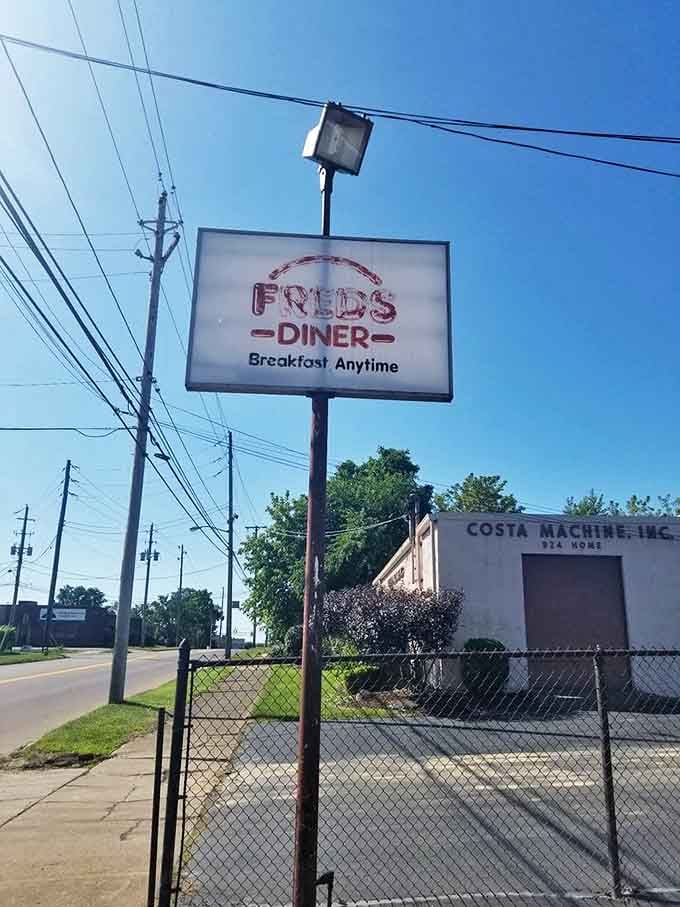 Fred's iconic roadside sign promises "Breakfast Anytime" &ndash; three syllables that might be the most beautiful phrase in the English language.