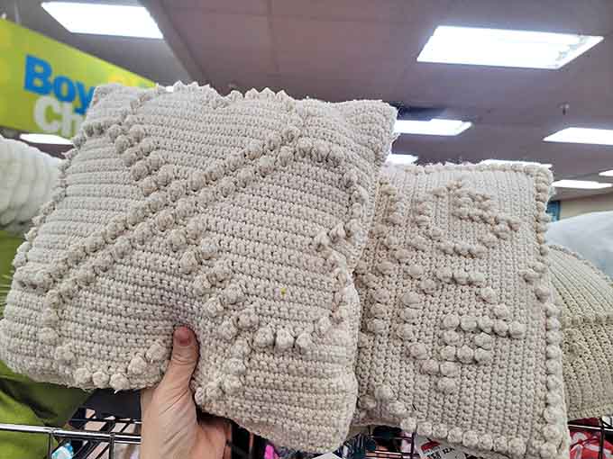 Someone's grandmother spent hours crocheting this textured masterpiece. Handmade with love and now waiting for its next home.