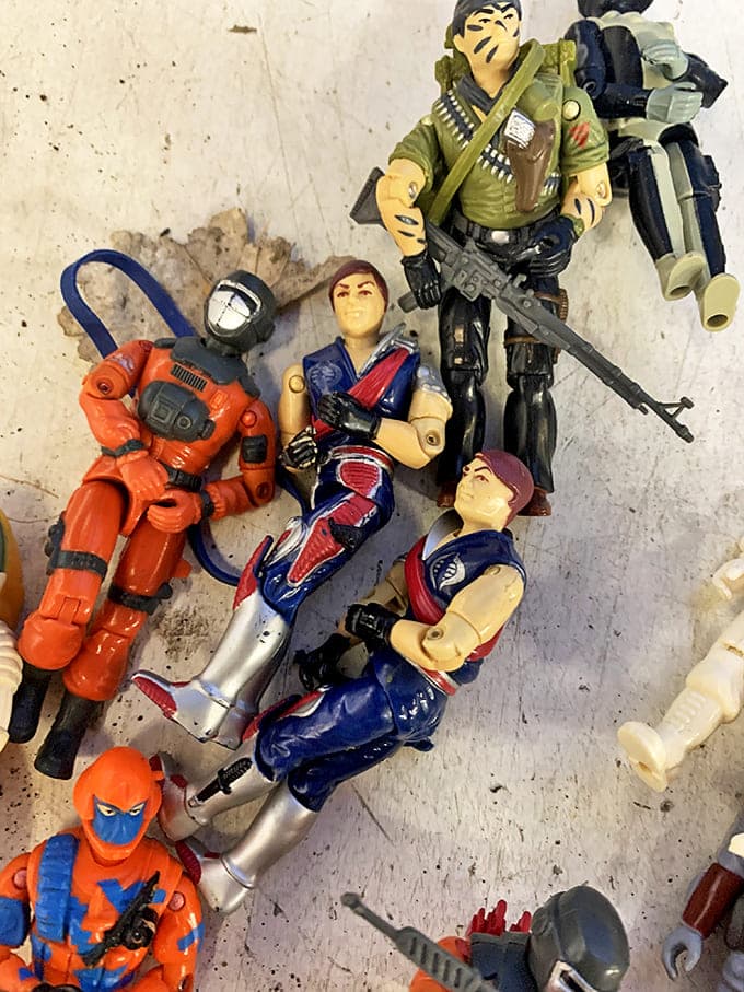 Action figures with battle scars and stories to tell. One child's forgotten toy army is another collector's treasure trove.