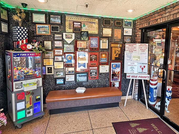 The wall of accolades tells a story of community love spanning decades. Not just a restaurant, but a neighborhood institution.
