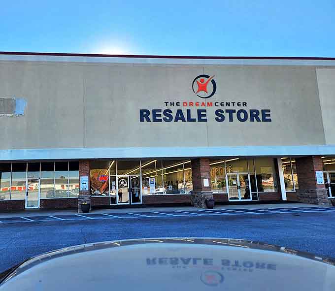 This polished exterior proves thrift stores can look as good as retail shops while keeping prices wonderfully low.