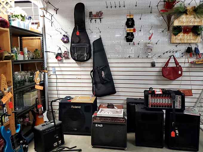 A guitarist's dream corner or a spouse's nightmare. These amps have definitely blasted everything from "Smoke on the Water" to backyard wedding gigs.