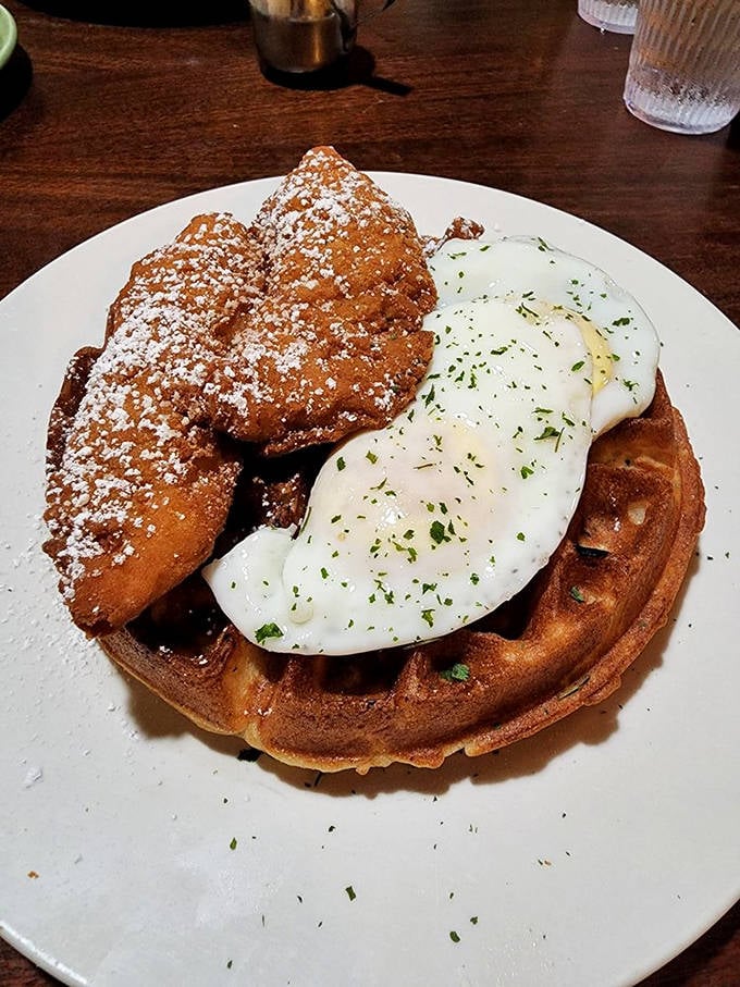 Chicken and waffles &ndash; the breakfast-dinner hybrid that proves some relationships are meant to be. Sweet meets savory in perfect harmony.