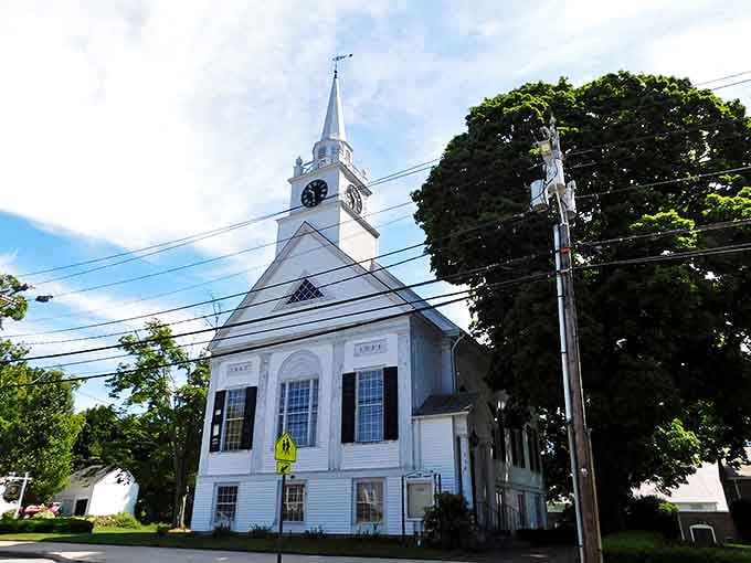 This classic white New England church has been keeping locals punctual for generations with its prominent clock tower.