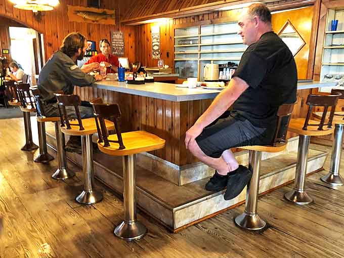 The counter seating &ndash; where solo diners become part of the Fry Bros family and regulars exchange knowing nods about the turkey.