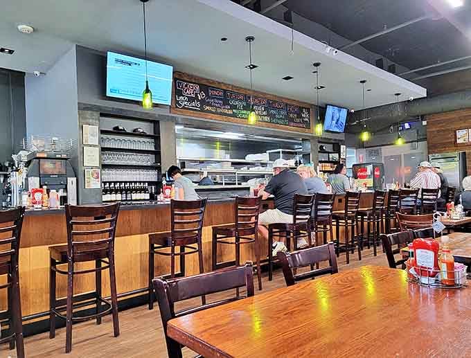 The counter seating offers front-row tickets to the best show in town—watching short-order wizards turn simple ingredients into Texas gold.