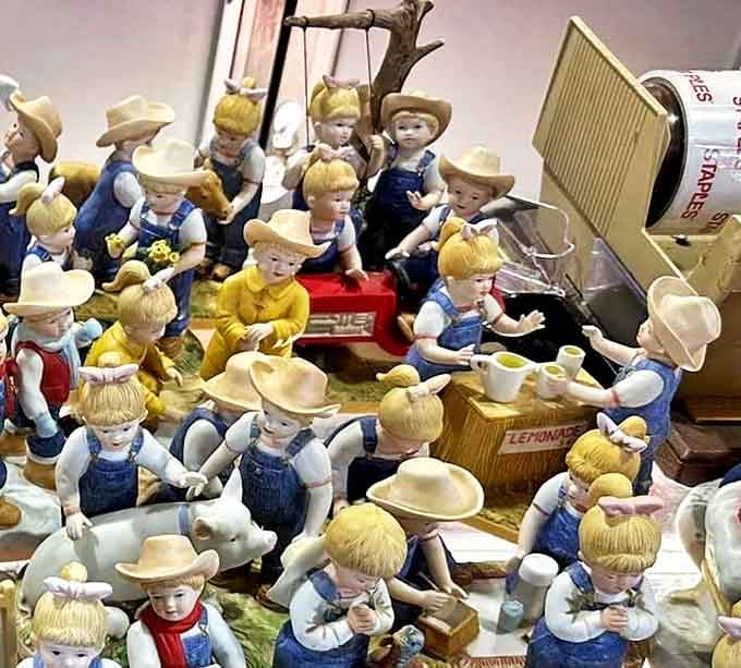 A congregation of porcelain cowboys having what appears to be the world's tiniest, most well-behaved hoedown. Lemonade included!
