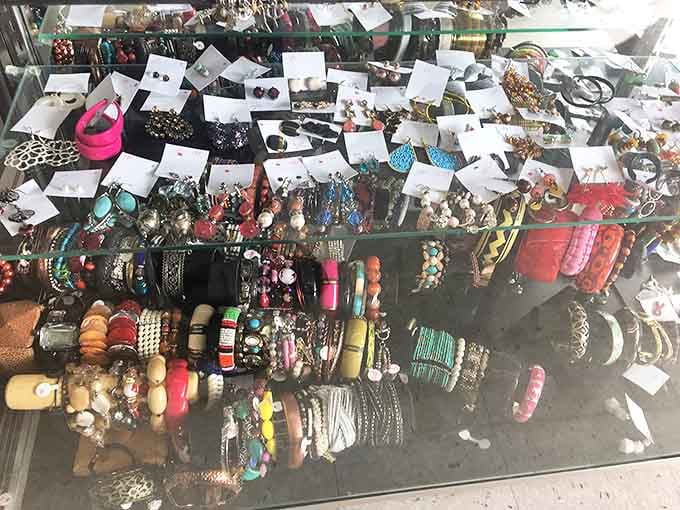 Jewelry hunters know the display case holds potential treasures among the costume pieces—patience and a good eye required.
