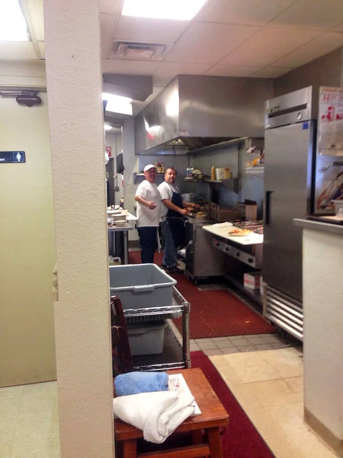 Where the magic happens&mdash;a kitchen that's all business, no frills. Those hands have flipped more eggs than you've had hot breakfasts.