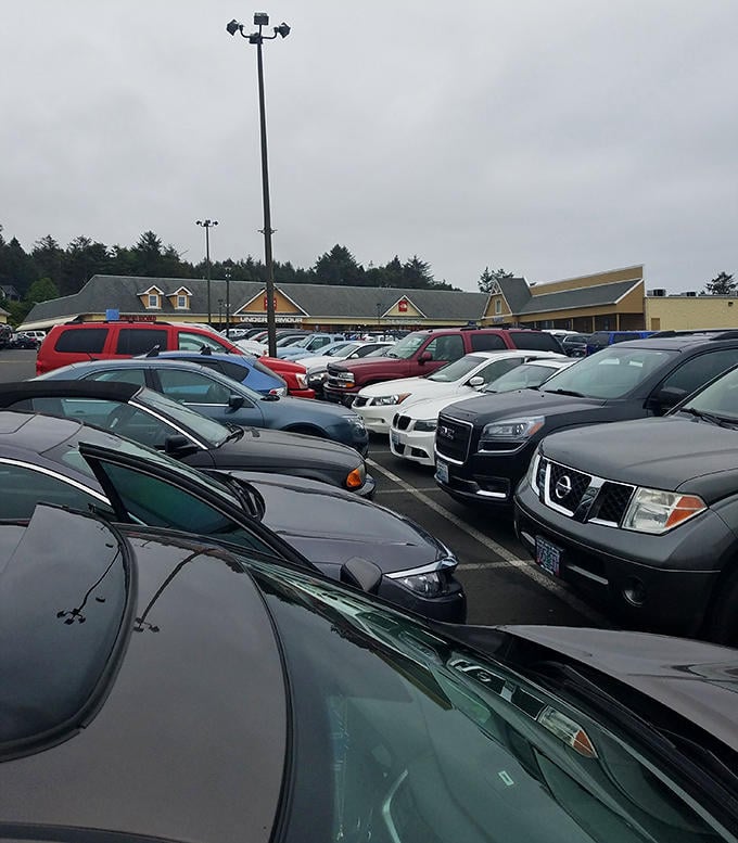A packed parking lot tells the true story&mdash;serious shoppers know where to find the deals worth driving to the coast for.