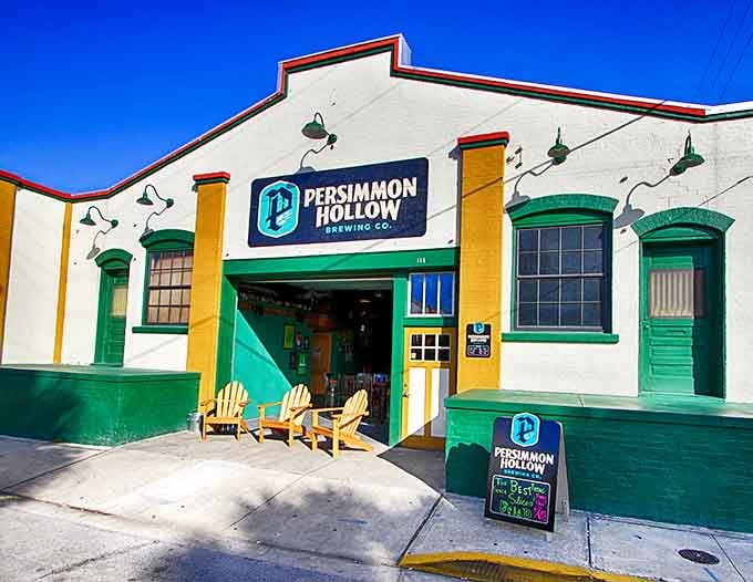 Persimmon Hollow Brewing Co.'s cheerful facade promises craft beer adventures in a building that's seen DeLand evolve from citrus boom to artistic bloom.