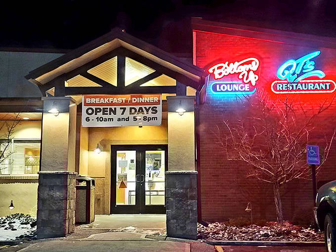 QT's Restaurant glows invitingly at dusk &ndash; where breakfast specials cost less than a fancy coffee in the city.