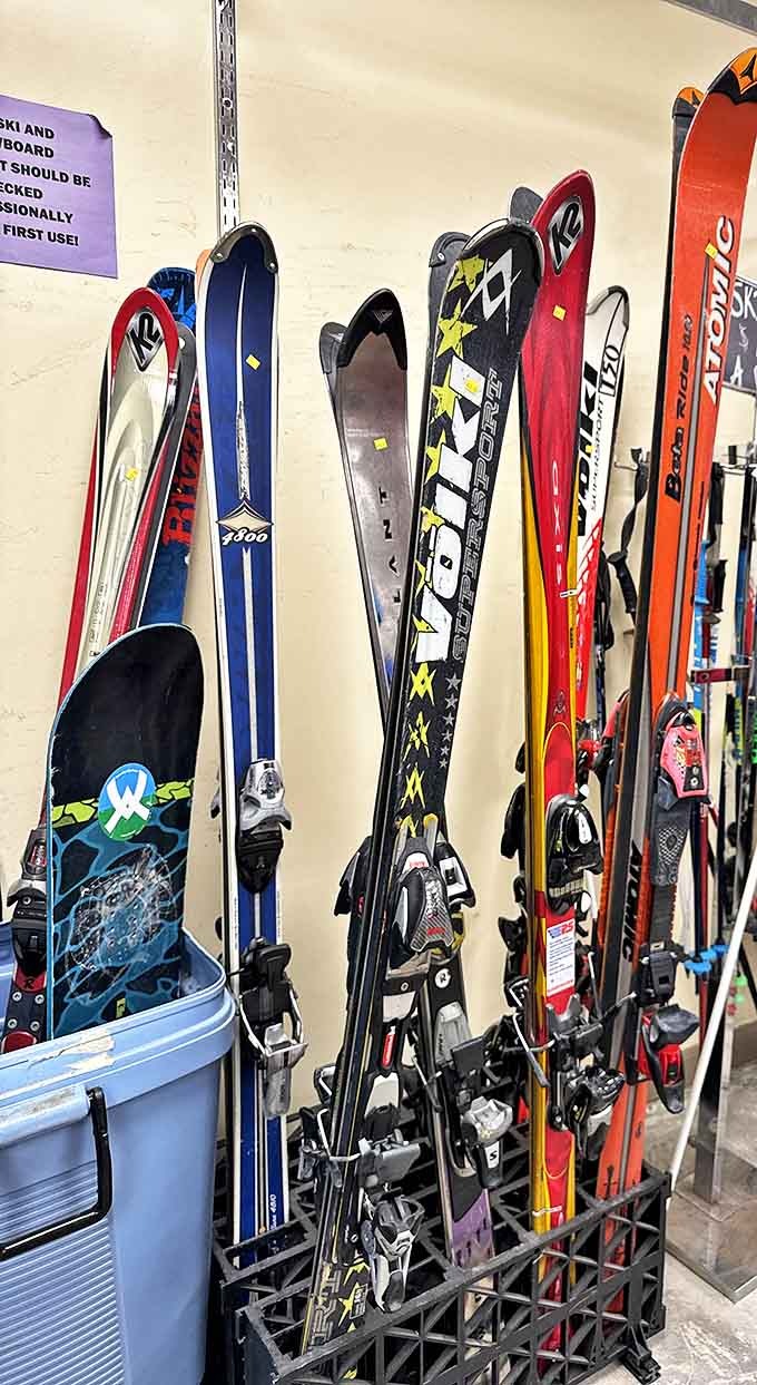 Ski equipment that's seen more snow than most Floridians will in a lifetime, now waiting for its second chance at downhill glory.