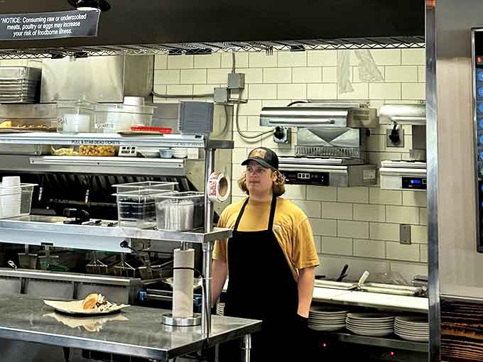 Behind every great barbecue is a dedicated team. The spotless kitchen hints at the care that goes into crafting those smoky masterpieces that keep Eugene coming back.