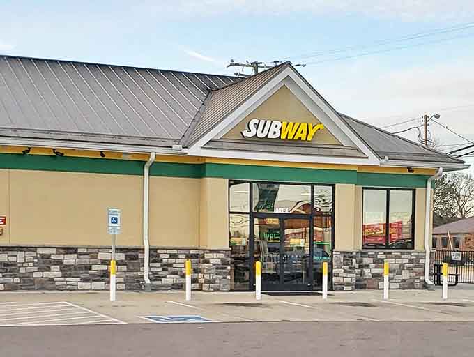 Even in small-town America, Subway's familiar sign offers the reassurance that you can get the same turkey sandwich as in Manhattan.