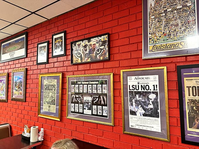 The walls tell stories of LSU glory and Louisiana pride &ndash; visual appetizers while you wait for the main event to arrive.