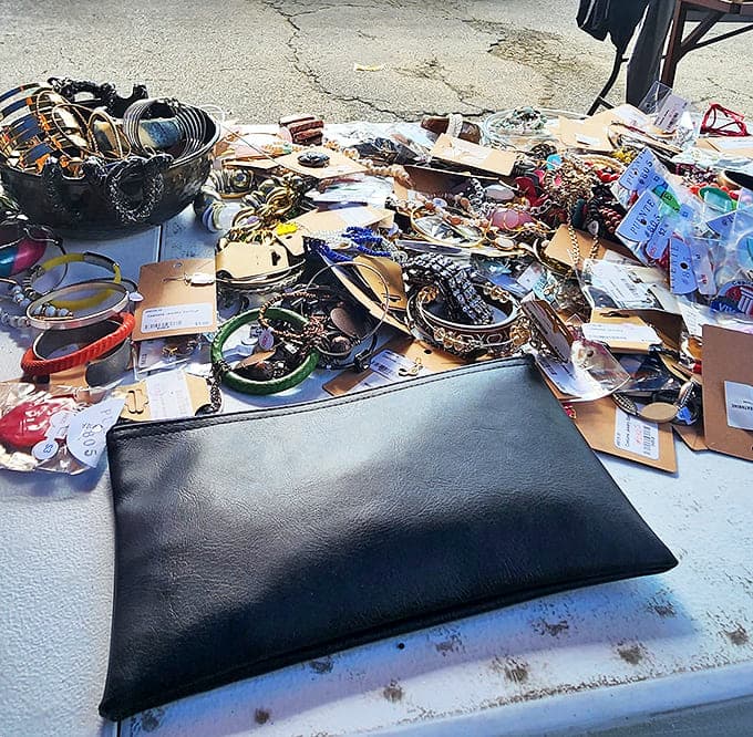 Vintage jewelry and accessories sparkle with possibilities, each piece holding stories from previous fashion adventures.