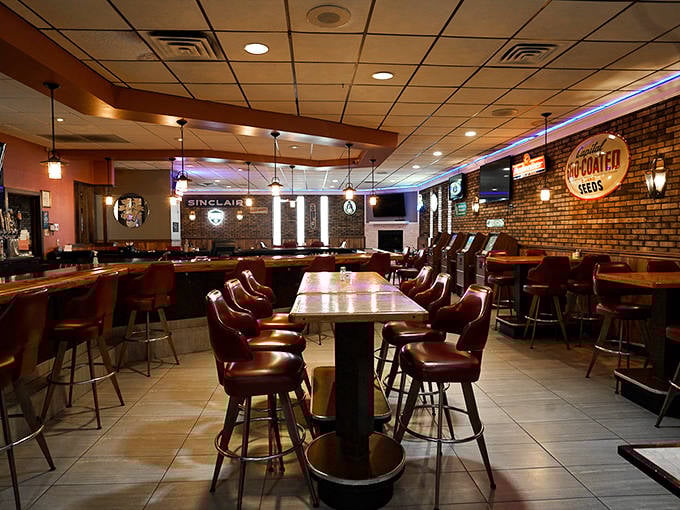 The lounge side offers high-top tables perfect for everything from first dates to fantasy football draft planning sessions.