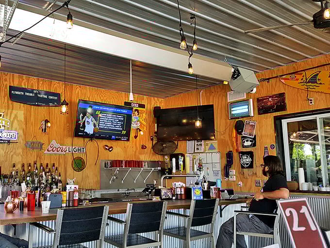The bar area: where strangers become friends, friends become family, and everyone becomes a barbecue expert after two craft beers.
