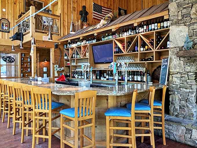 The bar area combines mountain lodge aesthetics with serious beverage credentials &ndash; where flannel shirts and craft cocktails peacefully coexist.