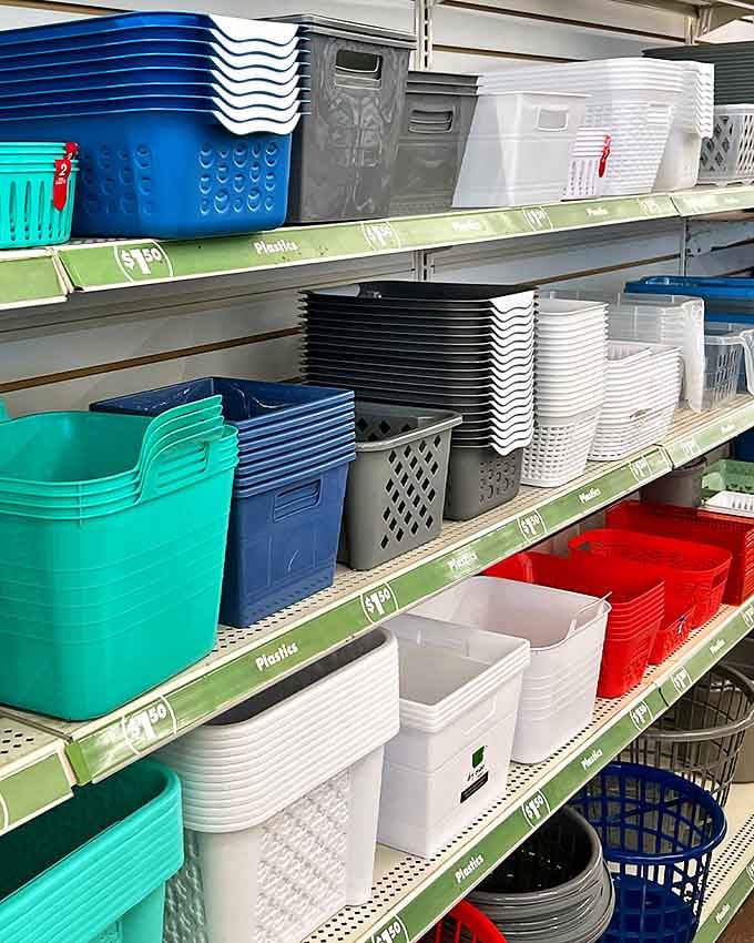 Organization nation! These colorful containers stand ready to tame the chaos of everyday life for less than a fancy coffee.