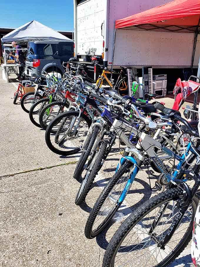 Bicycle brigade standing at attention! From kid's first two-wheeler to weekend warrior rides, these cycles are priced to roll out the door fast.