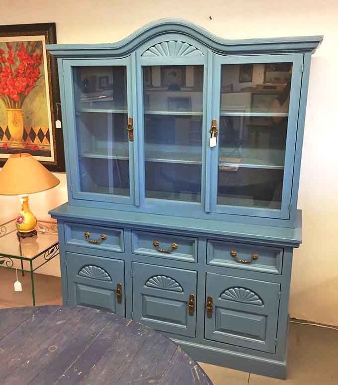 This robin's-egg blue hutch isn't just furniture; it's the statement piece your dining room has been secretly longing for.