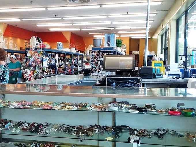 The jewelry counter&mdash;where costume pieces and hidden gems coexist in democratic jumble, each with stories we can only imagine.