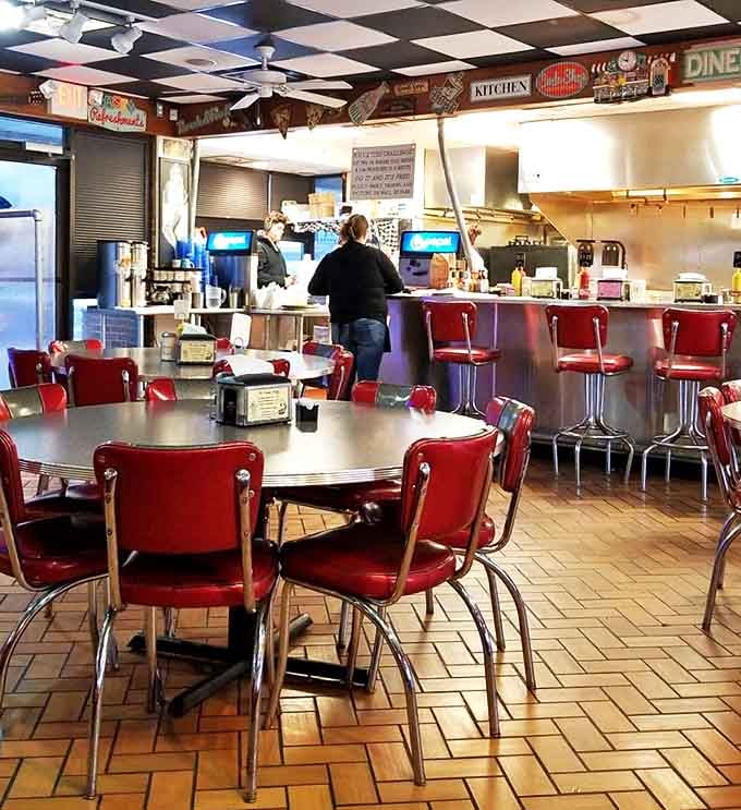The counter seating isn't just functional&mdash;it's where solo diners become regulars and waitresses remember your order before you sit down.