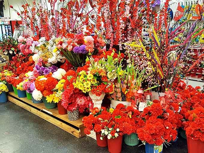 Artificial flowers bloom eternally in vibrant hues, offering Denver apartments perpetual springtime regardless of the snow piling up outside.