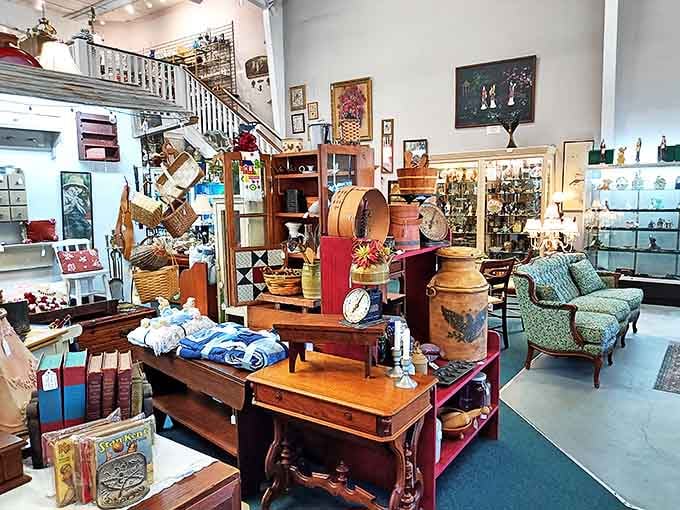Furniture that tells stories of families who gathered around it decades ago. That desk probably helped someone write love letters before email made romance a matter of clicks.