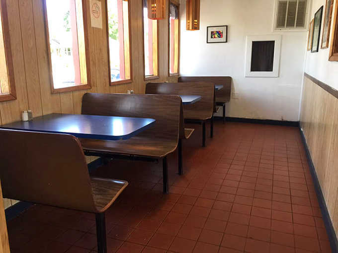The diner's interior hallway, with its wood-paneled charm and simple booths, feels like stepping into a Norman Rockwell painting&mdash;minus the awkward posing.