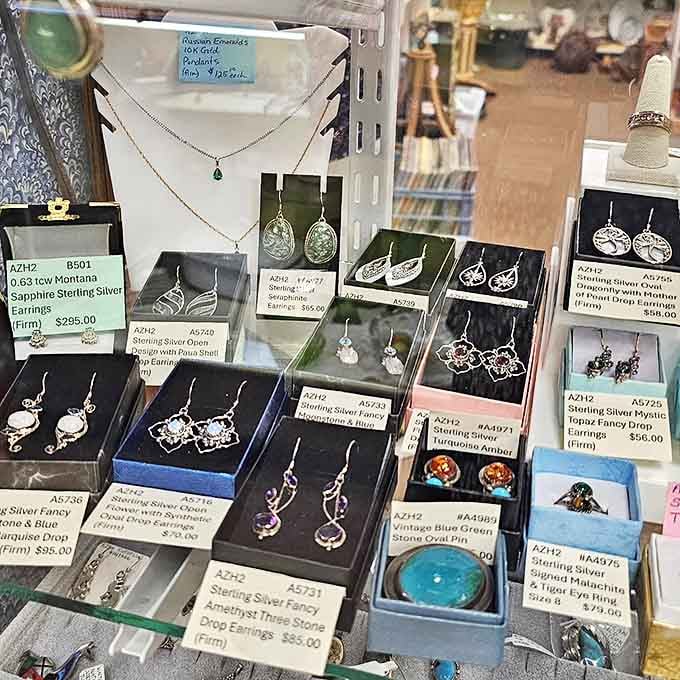 Montana sapphires and sterling silver treasures sparkle in display cases, offering affordable luxury with mountain state provenance.