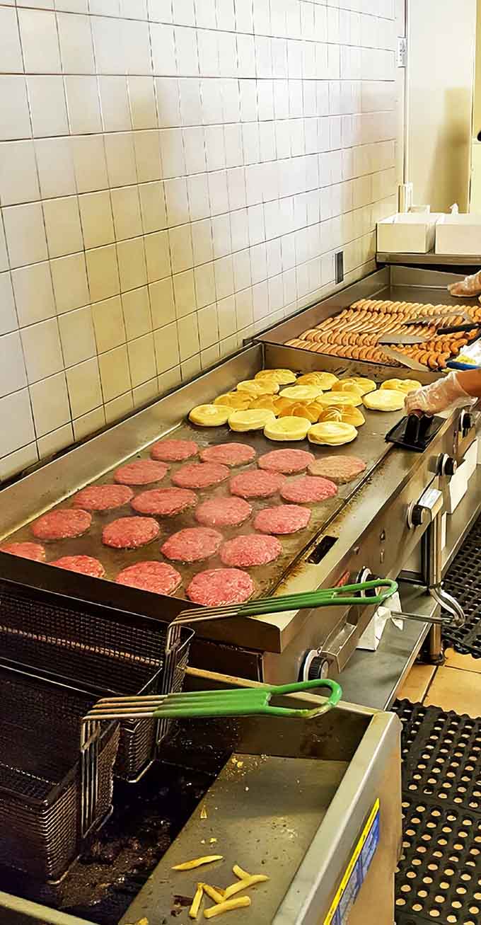 Behind-the-scenes perfection. The assembly line of hot dogs, buns, and burgers is a well-choreographed dance that's been perfected over decades.