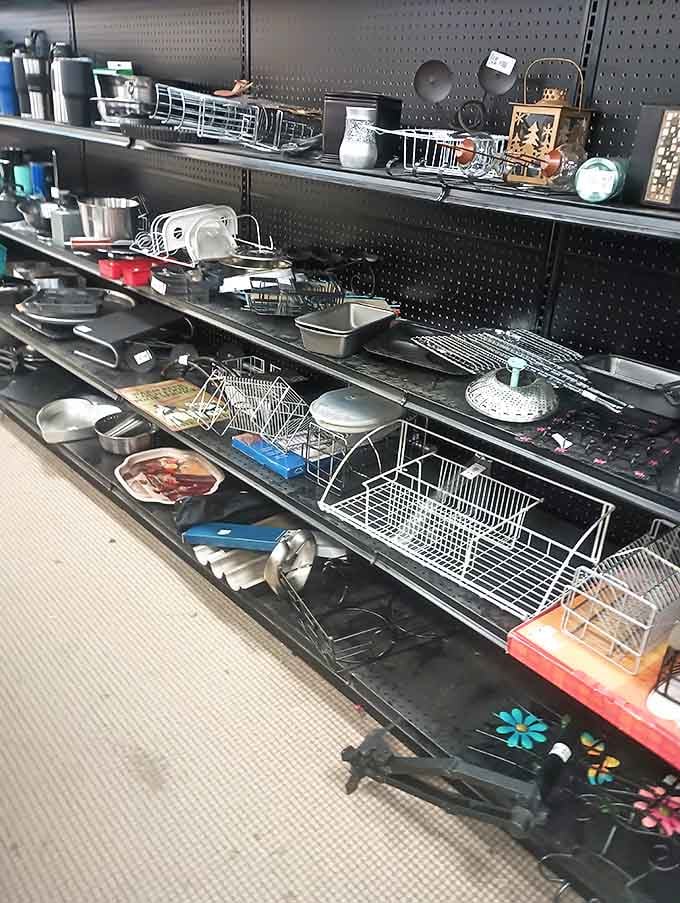 Kitchen gadgets galore for the aspiring chef or the optimistic collector. Wire baskets and baking tools that survived countless holiday meals are ready for your kitchen experiments.