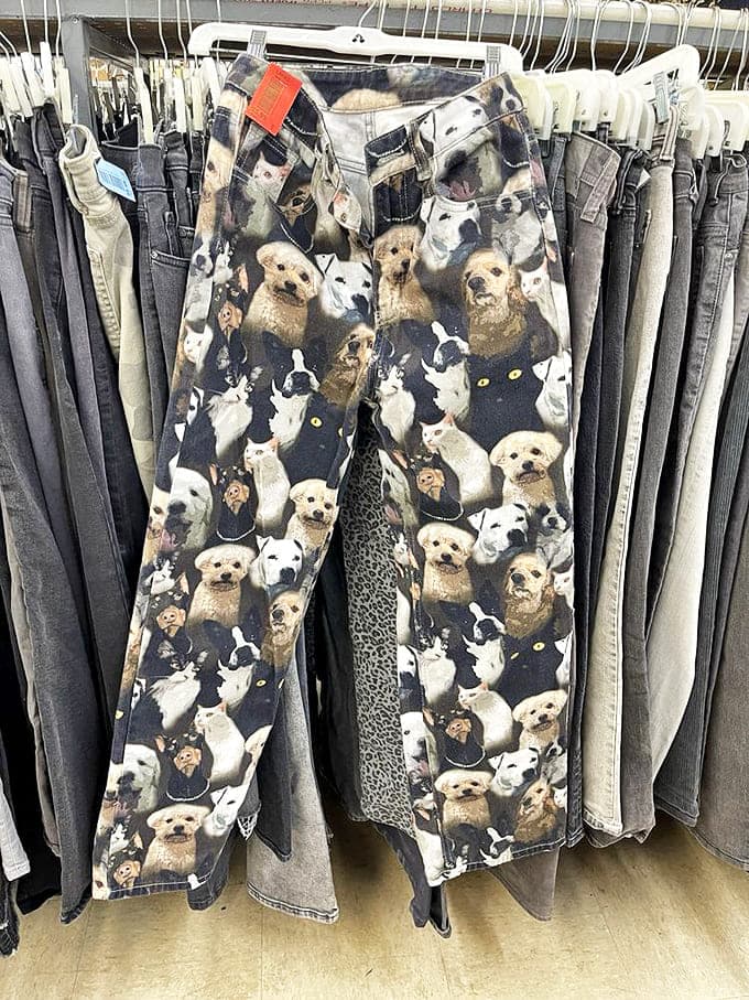 Dog-lover pants that make a statement louder than a kennel at feeding time. Fashion that literally goes to the dogs&mdash;in the best way.