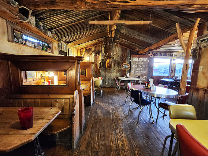 The dining room feels like it was assembled from memories of every great small-town Texas cafe&mdash;corrugated metal, wooden beams, and decades of stories.