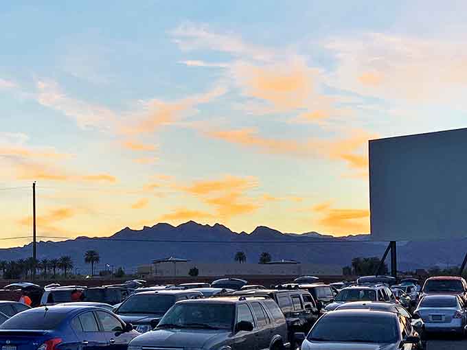 That sunset backdrop rivals anything Hollywood could produce. Mother Nature providing the perfect opening credits to your double feature.