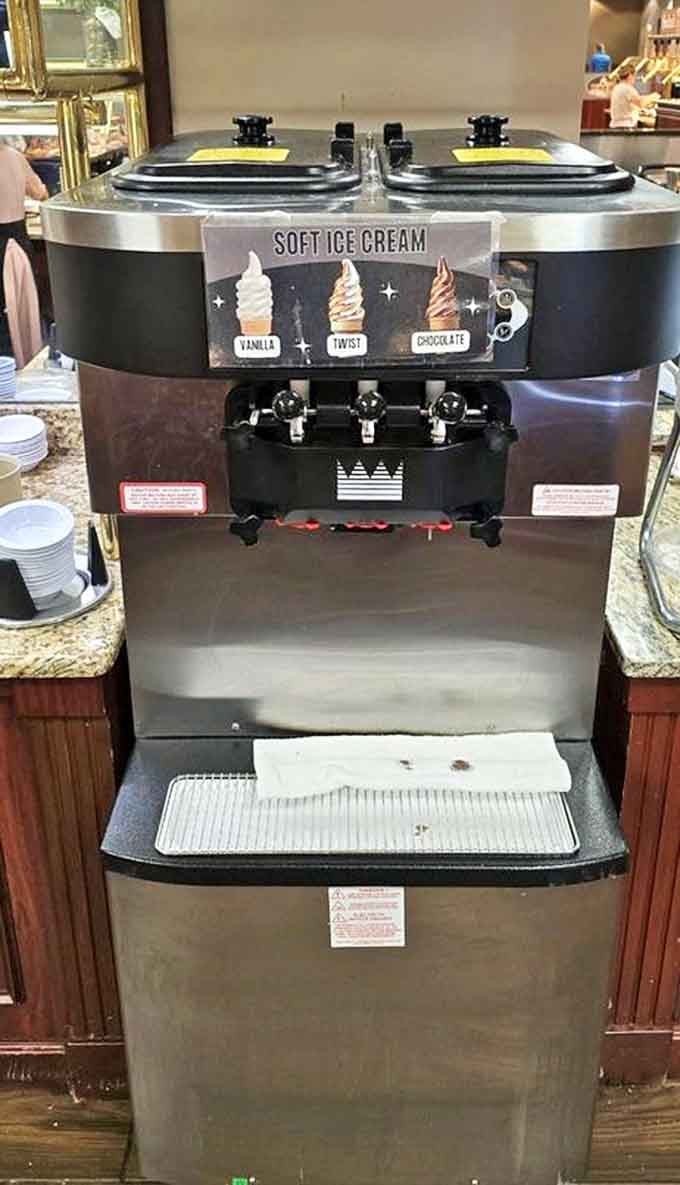 The soft serve machine&mdash;childhood joy in mechanical form, dispensing swirls of happiness in vanilla, chocolate, and twist varieties.