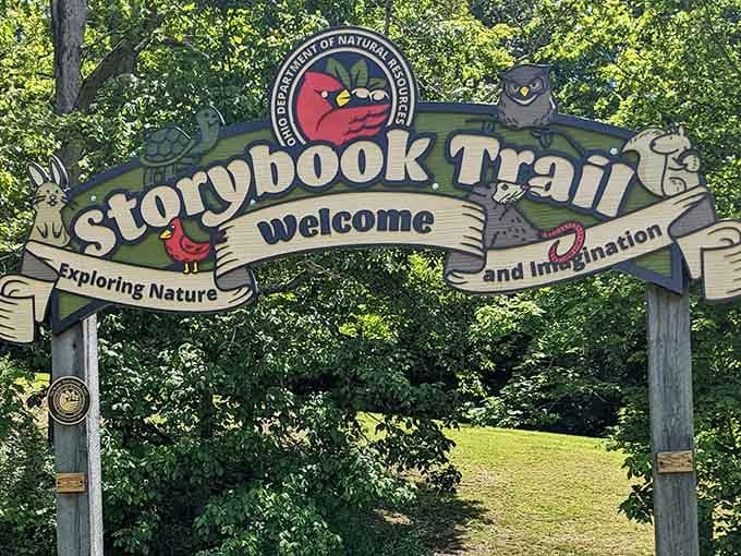 The Storybook Trail welcomes young explorers with cartoon characters who make learning about nature feel like dessert instead of vegetables.