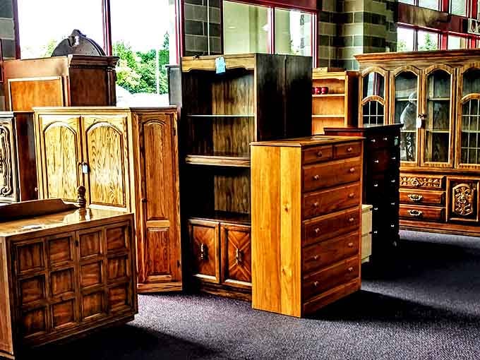 Solid wood furniture that's survived decades stands ready for its next chapter. These aren't particle board pretenders&mdash;they're the real, sturdy deal.