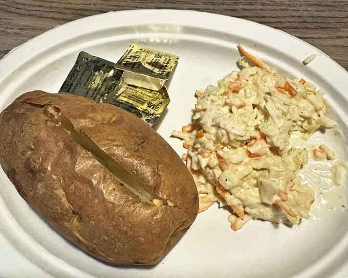 The supporting actors that deserve their own Oscar! A perfect baked potato and creamy coleslaw &ndash; the unsung heroes of any seafood feast.