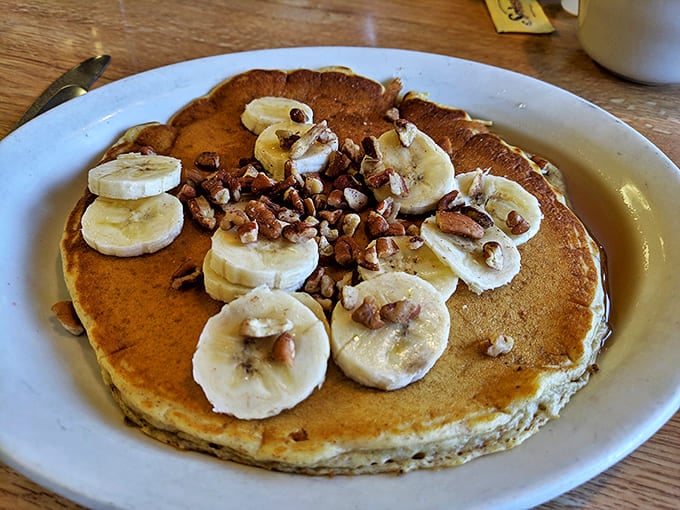 Banana nut pancakes that make you question why anyone would ever settle for plain. The perfect balance of fluffy cake and fresh fruit.
