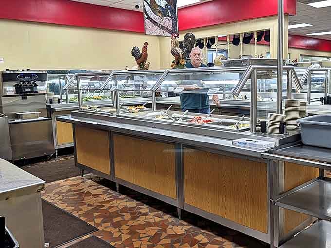 The buffet line at Shealy's &ndash; where the hardest workout you'll get is deciding how much of everything you can fit on one plate.